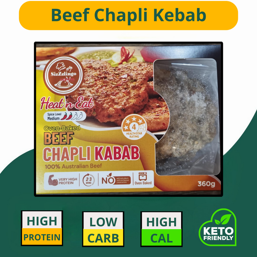 Beef Chapli Kabab (6 pcs) 360g (Fully cooked, Frozen) – SizZzlingo Express